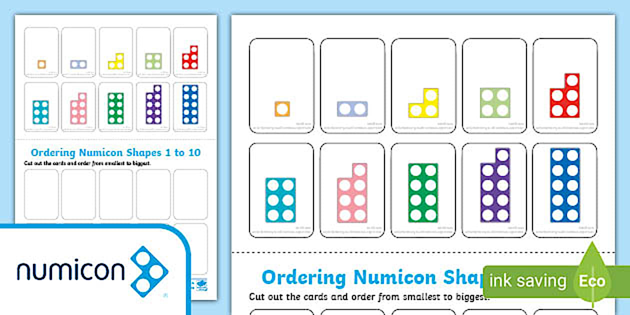 Ordering Numicon Shapes 1 to 10 Worksheet | Counting
